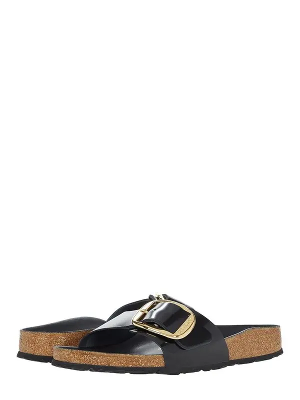 BIRKENSTOCK Madrid Big Buckle High Shine Slide Sandals - Black
