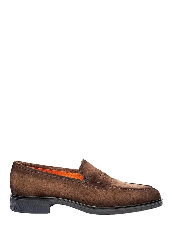 Santoni Leather Penny Loafers - Brown