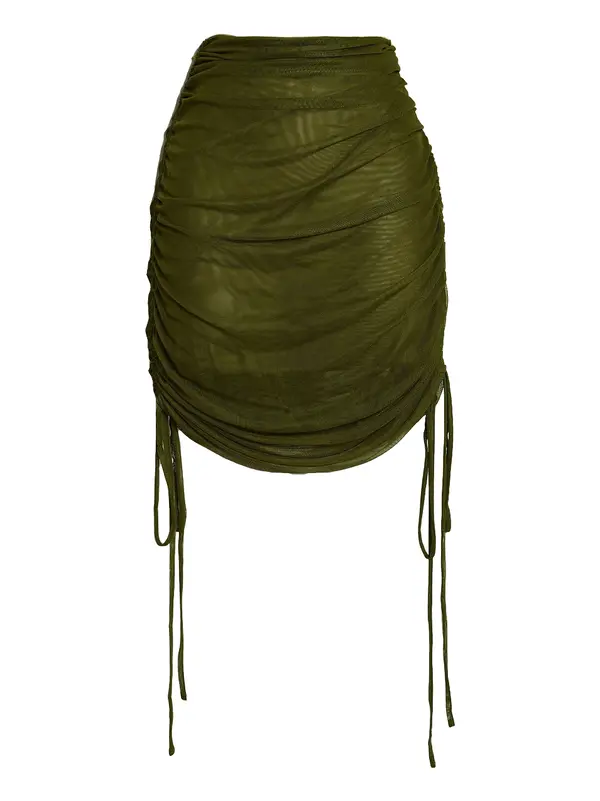 Lapointe Ruched Mini Skirt - Army Green