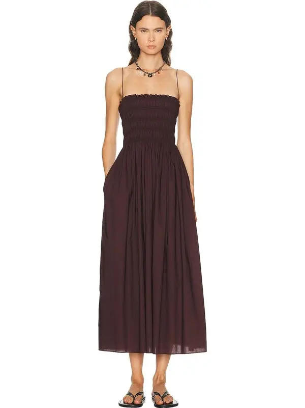 Matteau Shirred Bodice Dress - Aubergine