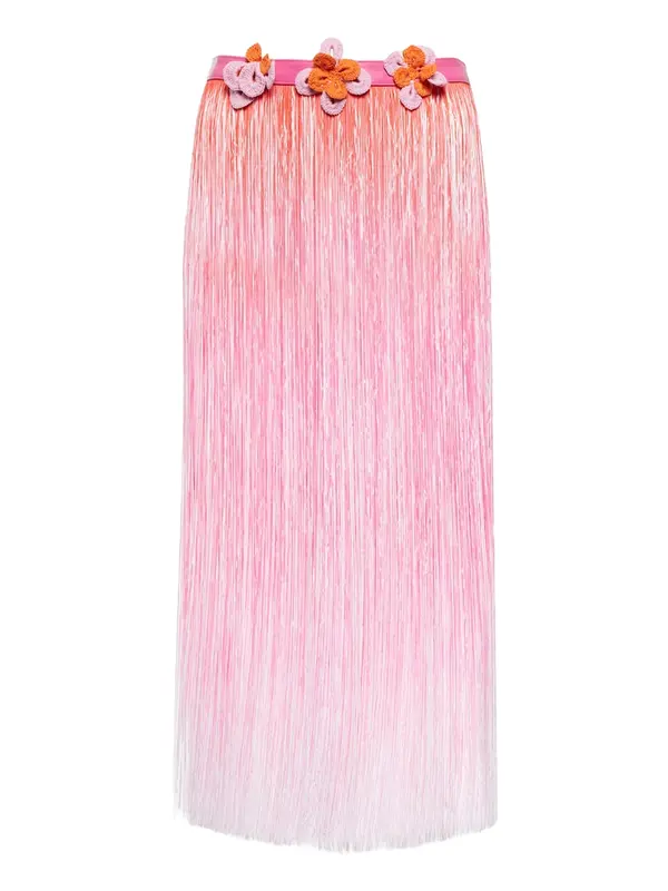 ROBERTA EINER Ombré Tassel Midi Skirt - Pink