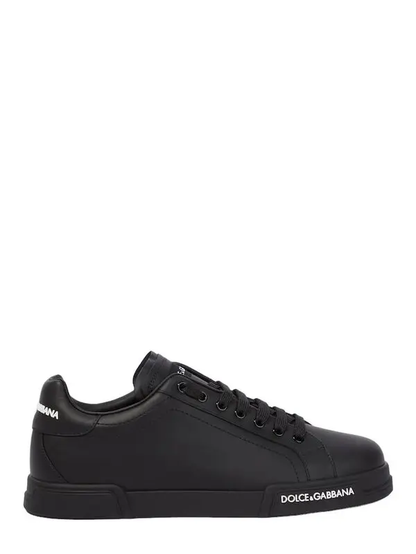 Dolce & Gabbana Logo Leather Sneakers - Black