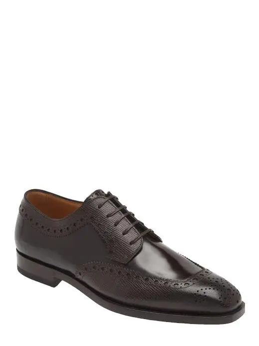 FERRAGAMO Frisco Wingtip Derby Lace Up Shoes - Hickory