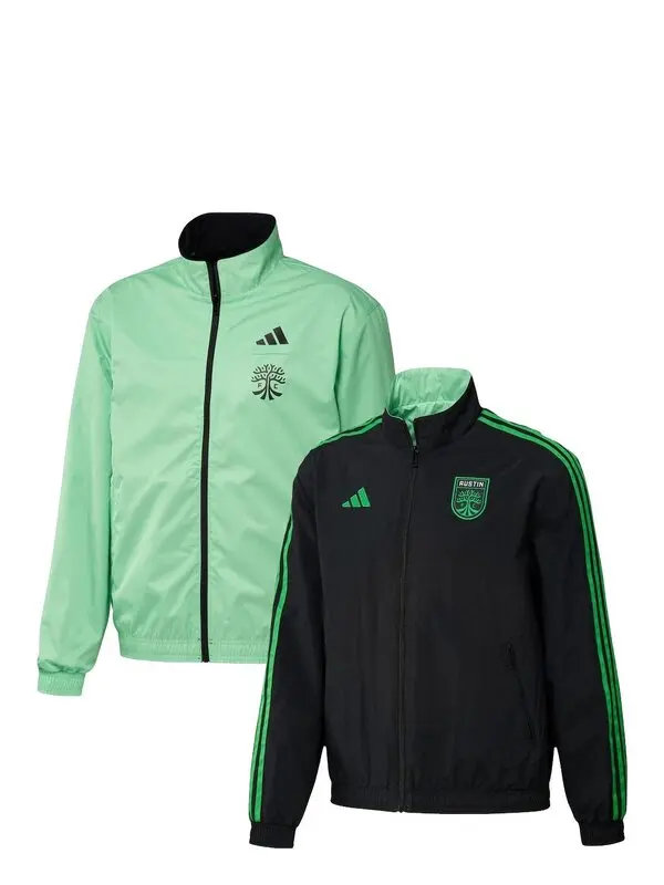 Adidas Austin Fc 2023 On-field Anthem Full-zip Reversible Team Jacket - Black