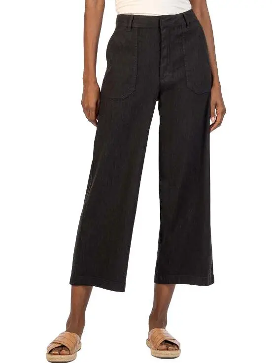 Kut From The Kloth Topaz High-waisted Wide-leg Linen-blend Pants - Black