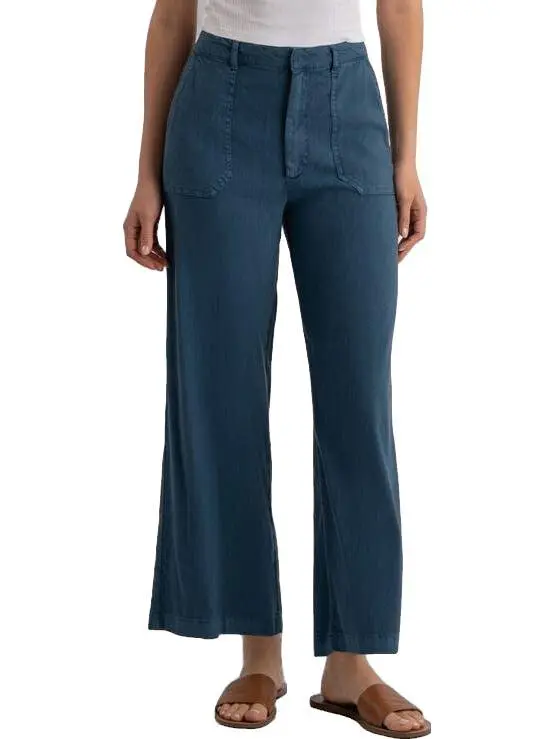 Kut From The Kloth Topaz High-waisted Wide-leg Linen-blend Pants - Coastal Blue