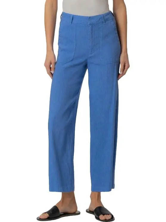 Kut From The Kloth Topaz High-waisted Wide-leg Linen-blend Pants - Cornflower