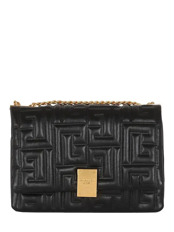 Balmain 1945 Soft Monogram Quilted Lambskin Crossbody Bag - 0pa Black