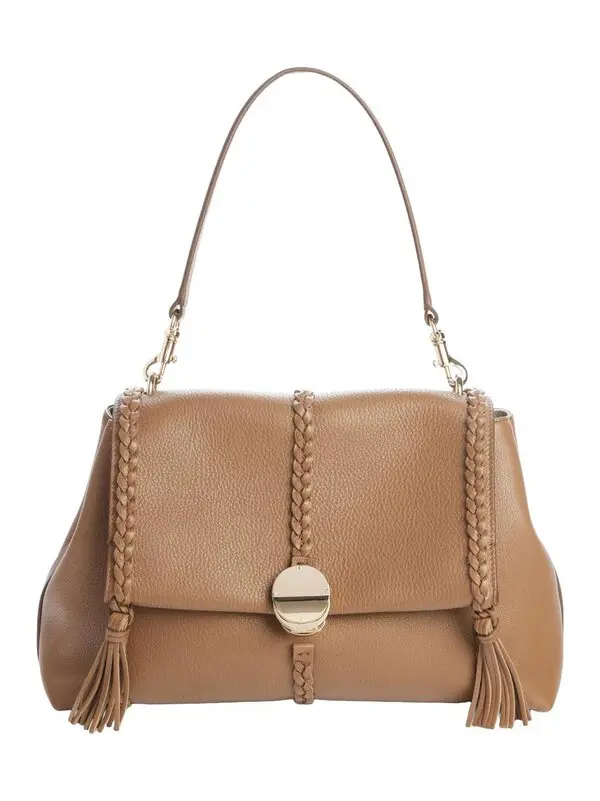Chloé Medium Penelope Leather Satchel - Dark Nut 29x