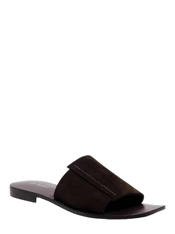 Free People Verona Leather Slide Sandal - Espresso Suede