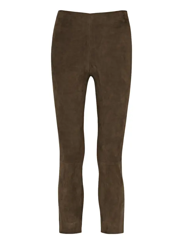 Vince Split-cuff Suede Trousers - Brown