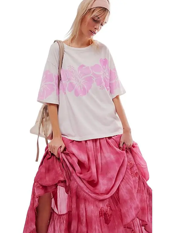 THE BUREAU Hibiscus Tee - Hot Pink Combo