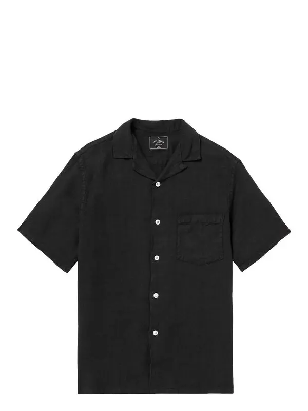 Portuguese Flannel Camp-collar Linen Shirt - Black