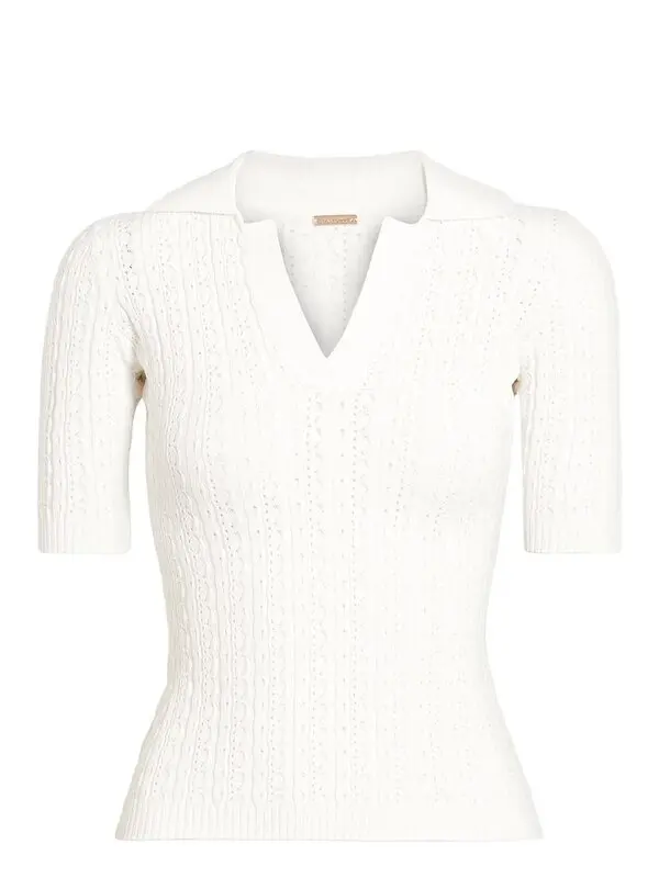 Adam Lippes Pointelle-knit Polo Sweater - Ivory