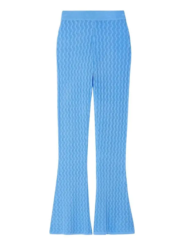 Dodo Bar Or Sophia Pointelle Knit Flared Pants - Azure