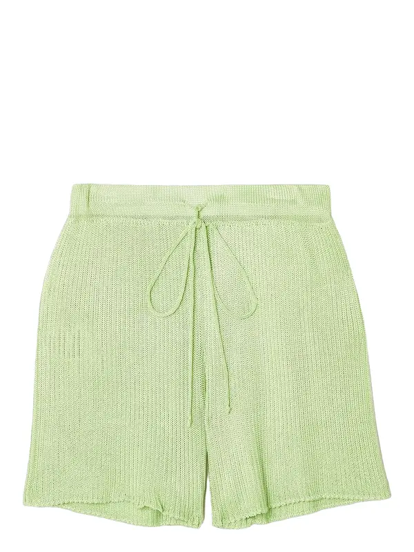 Calle Del Mar Ribbed Knit Shorts - Light Green