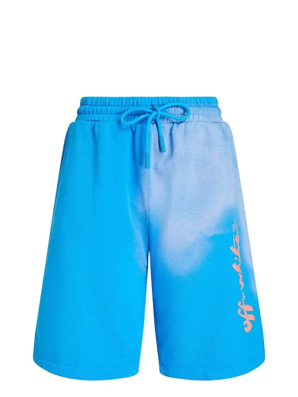 Off-White Printed French Cotton Terry Shorts - Blue