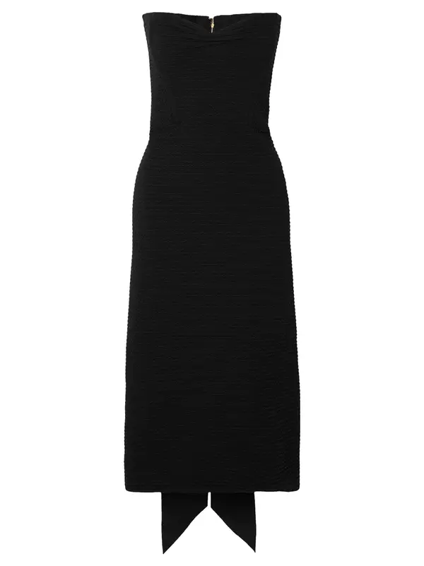 AZ FACTORY Strapless Bow-embellished Cloqué Dress - Black