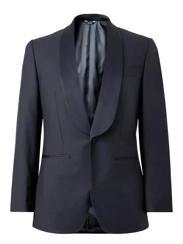 Thom Sweeney Slim-fit Shawl-collar Satin-trimmed Merino Wool-blend Tuxedo Jacket - Blue