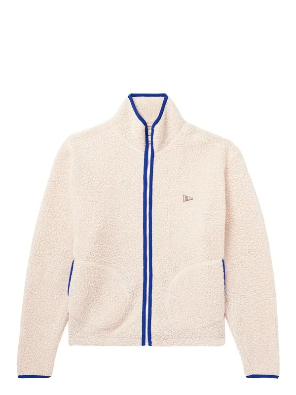 DRAKE'S Logo-embroidered Wool-blend Fleece Jacket - Neutrals