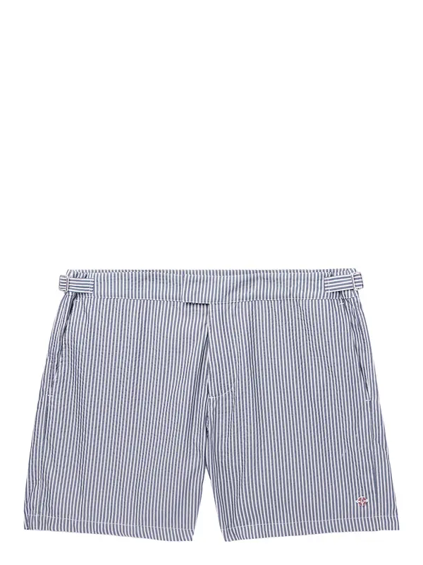 Loro Piana Schooner Striped Seersucker Swim Shorts - Blue