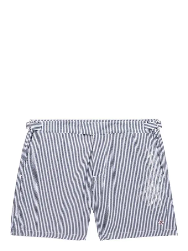 Loro Piana Schooner Striped Seersucker Swim Shorts - Blue