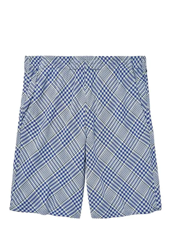 NOMA T.D. Straight-leg Checked Cotton Shorts - Blue