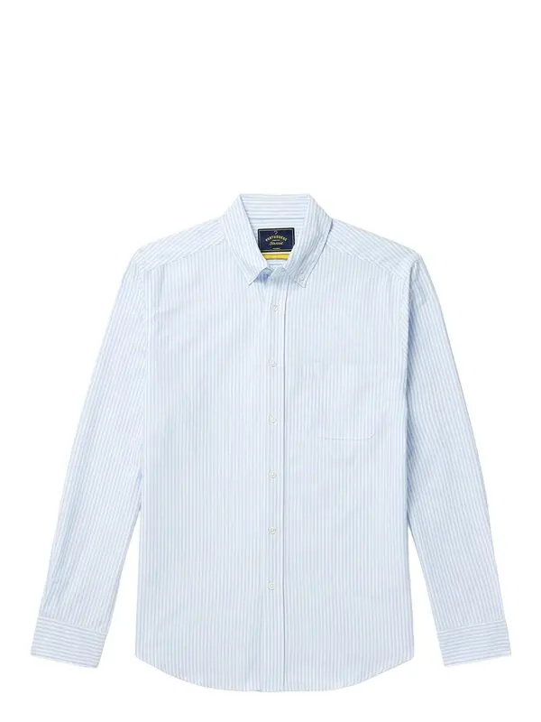 Portuguese Flannel Belavista Button-down Collar Striped Cotton Oxford Shirt - Blue