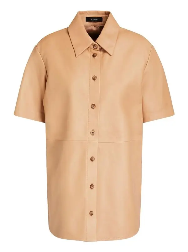 JOSEPH Bruni Leather Shirt - Sand