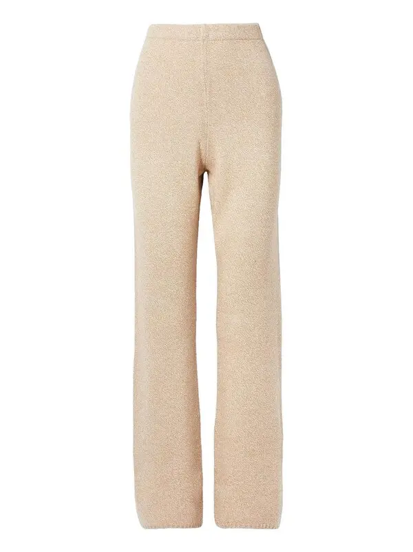 LESET Zoe Knitted Wide-leg Pants - Sand