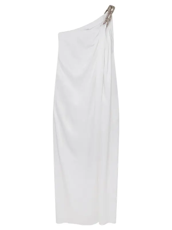 Stella McCartney Falabella Crystal Chain One-shoulder Gown - White