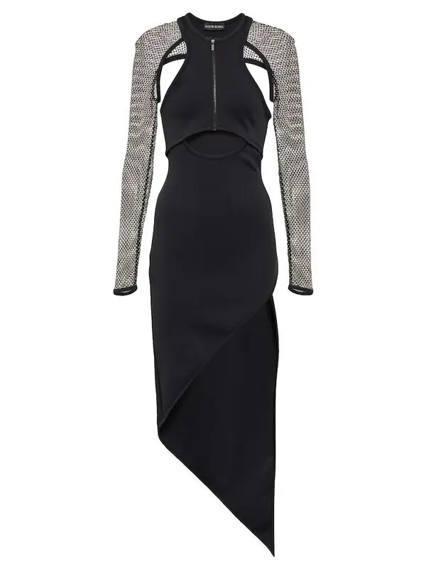 David Koma Embellished Cut Out Midi Dress - Black