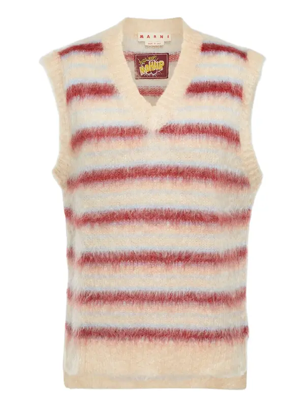 Marni Striped Wool-blend Sweater Vest - Beige
