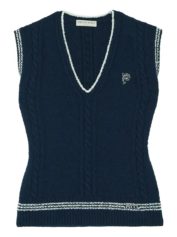 Emilio Pucci Striped Embroidered Cotton-blend Vest - Blue