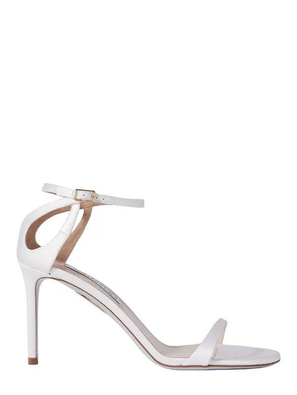 AQUAZZURA Joy 85 Cutout Satin Sandals - White