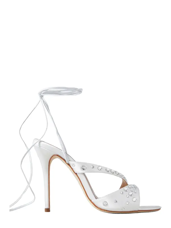 Alessandra Rich Crystal-embellished Satin Sandals - White