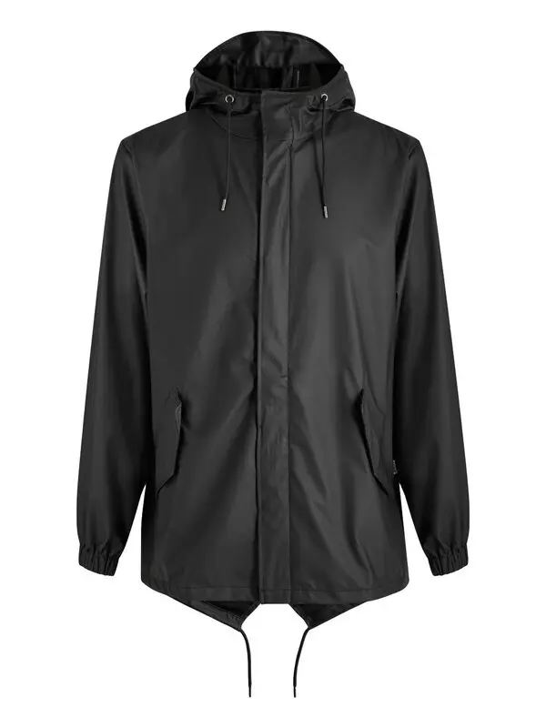 Rains Hooded Rubberised Parka - Black