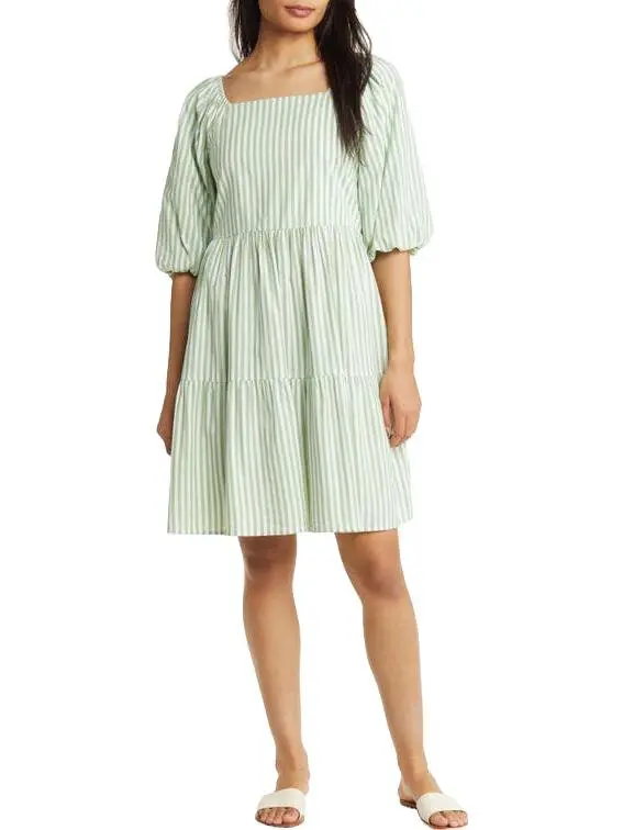 BEACHLUNCHLOUNGE Stripe Open Back Bow Cotton Blend Dress - Peperomia