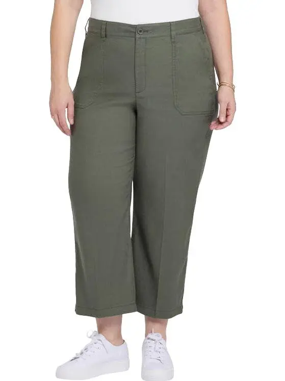 NYDJ Utility Wide Leg Capri Pants - Desert Green