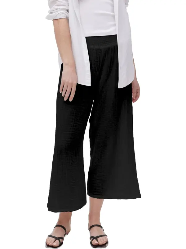 Michael Stars Medina Smocked Waist Wide Leg Pants - Black