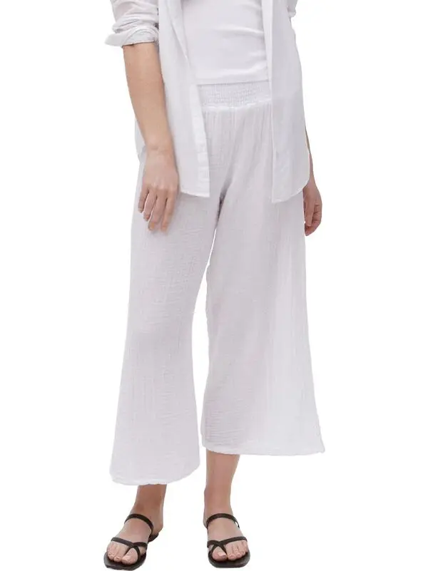 Michael Stars Medina Smocked Waist Wide Leg Pants - White