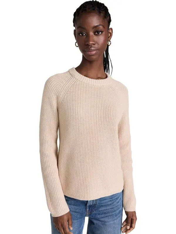 Jenni Kayne Cotton Fisherman Crewneck Sweater - Oatmeal