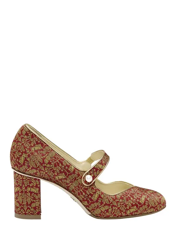 Sarah Flint Perfect Mary Jane Pump 70 - Bright Red Rabbit Jacquard