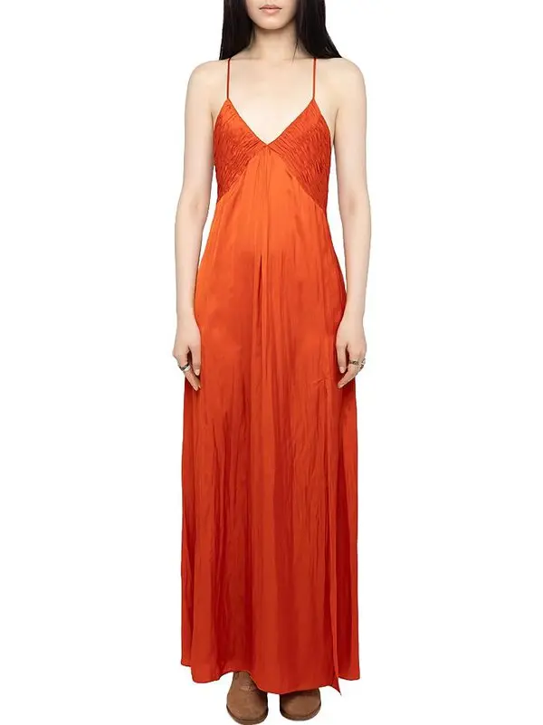 Zadig&Voltaire Rayonne Satin Maxi Dress - Tangerine