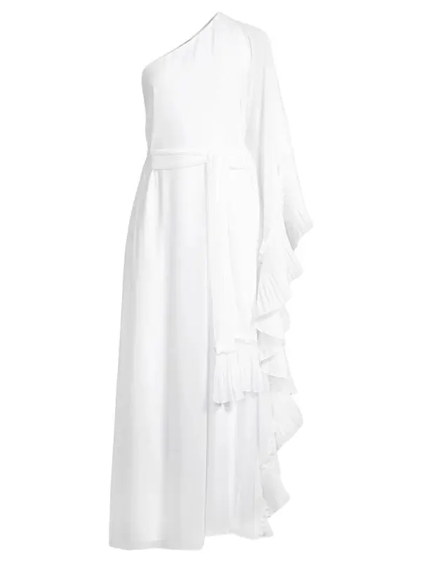 UNGARO Laura One-shoulder Ruffled Maxi Dress - White