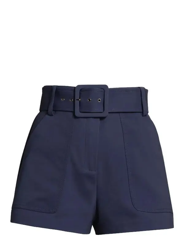 Ramy Brook Kasey Belted High-rise Shorts - Navy