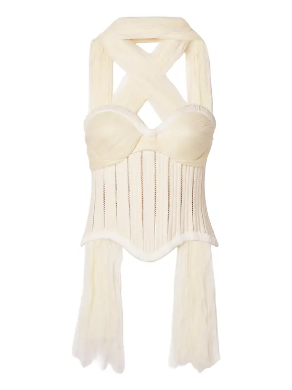 DANIELLE FRANKEL Anika Cotton-blend Bustier Top - White