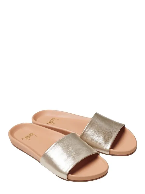Beek Gallito Leather Slide Sandal - Platinum/beach