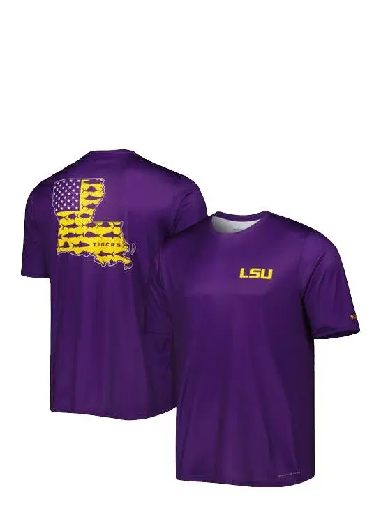 Columbia Lsu Tigers Terminal Tackle Omni-shade T-shirt - Purple