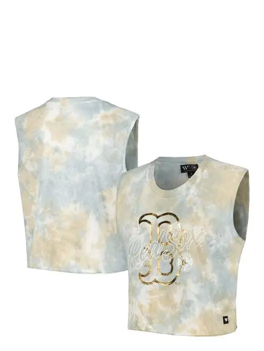 THE WILD COLLECTIVE Boston Red Sox Tie-dye Muscle Tank - White